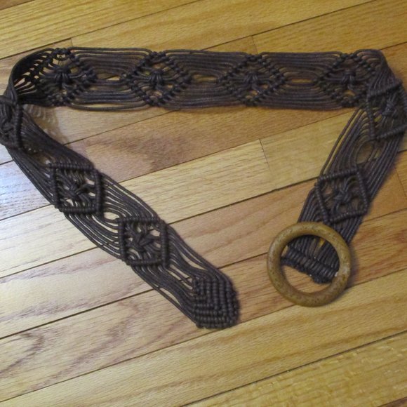 Accessories | 35 In Braided Belt With Etched Flower Pattern On Wooden ...